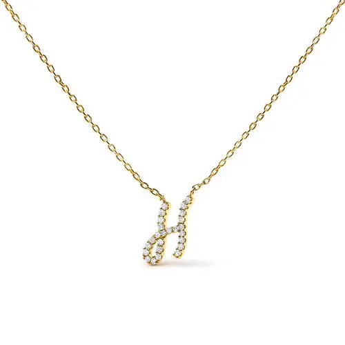 HAUS OF BRILLIANCE 10k Gold Diamond Accent Initial Pendant Necklace - Yellow | H